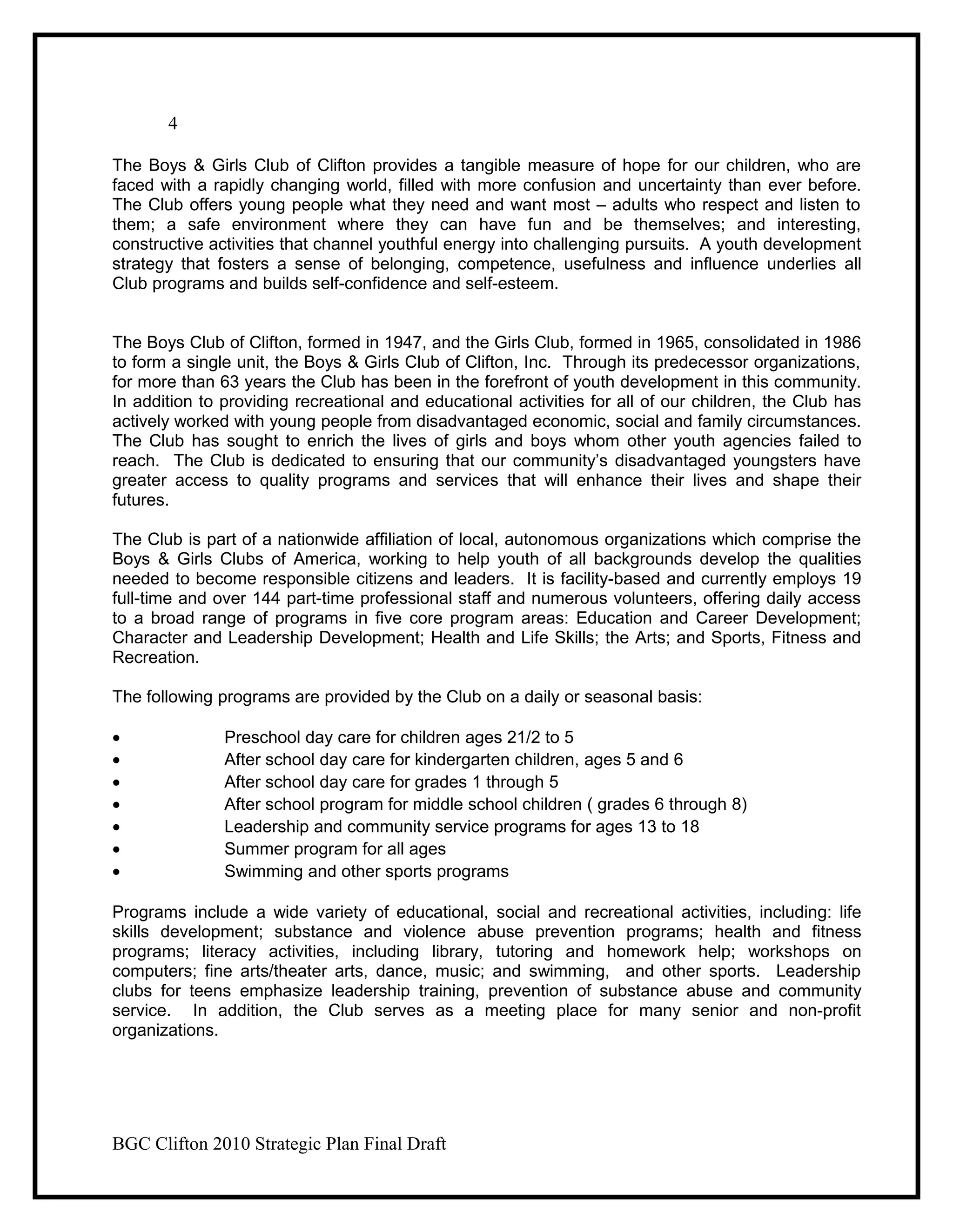 Boys & Girls Club Strategic Plan 2010 13 | DOC