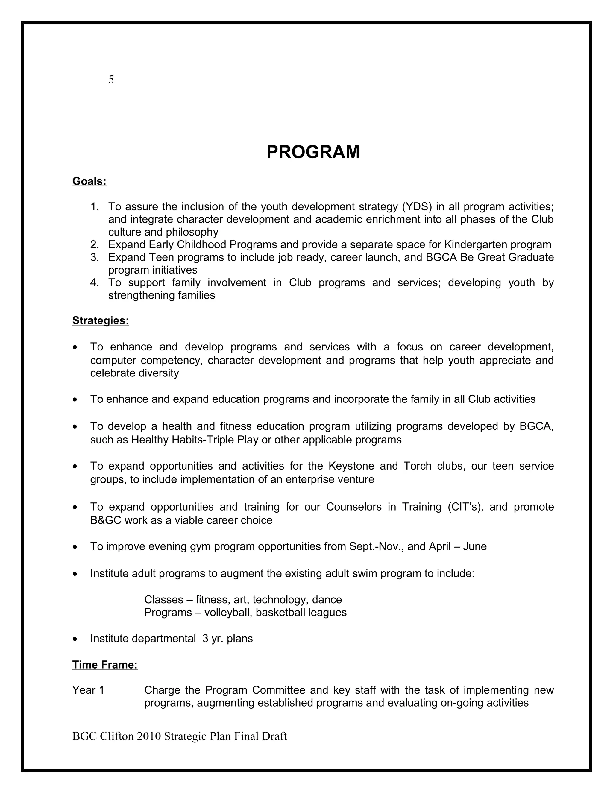 Boys & Girls Club Strategic Plan 2010 13 | DOC