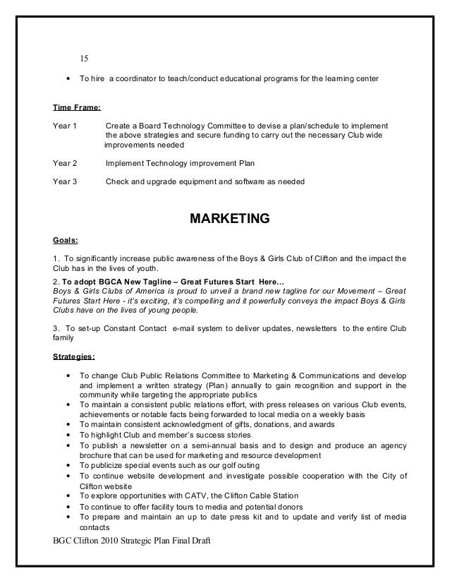 Boys & Girls Club Strategic Plan 2010 13