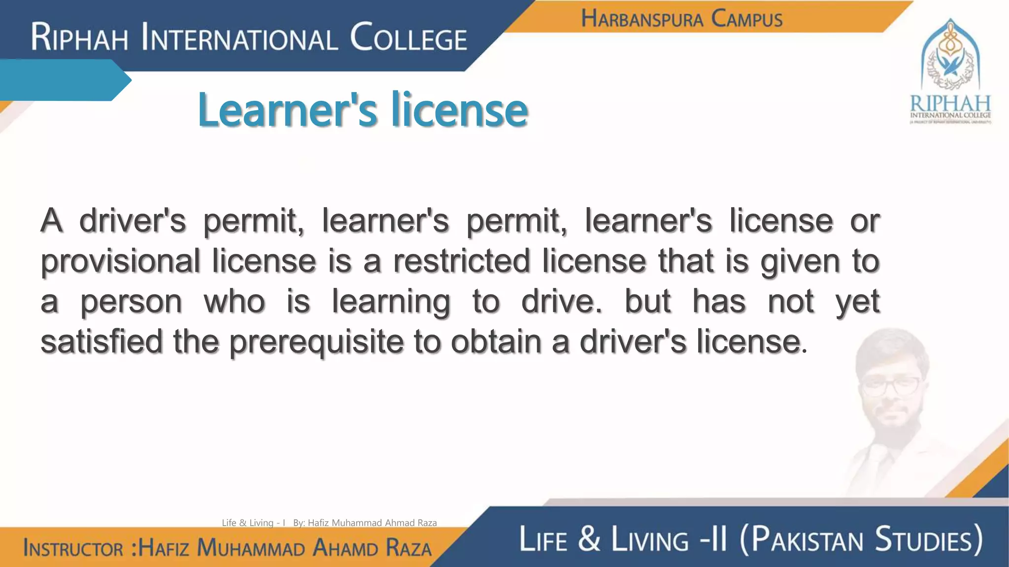 DRIVING LICENSE AND WEAPON LICENSE PRESENTATION PAK STUDY | PPT