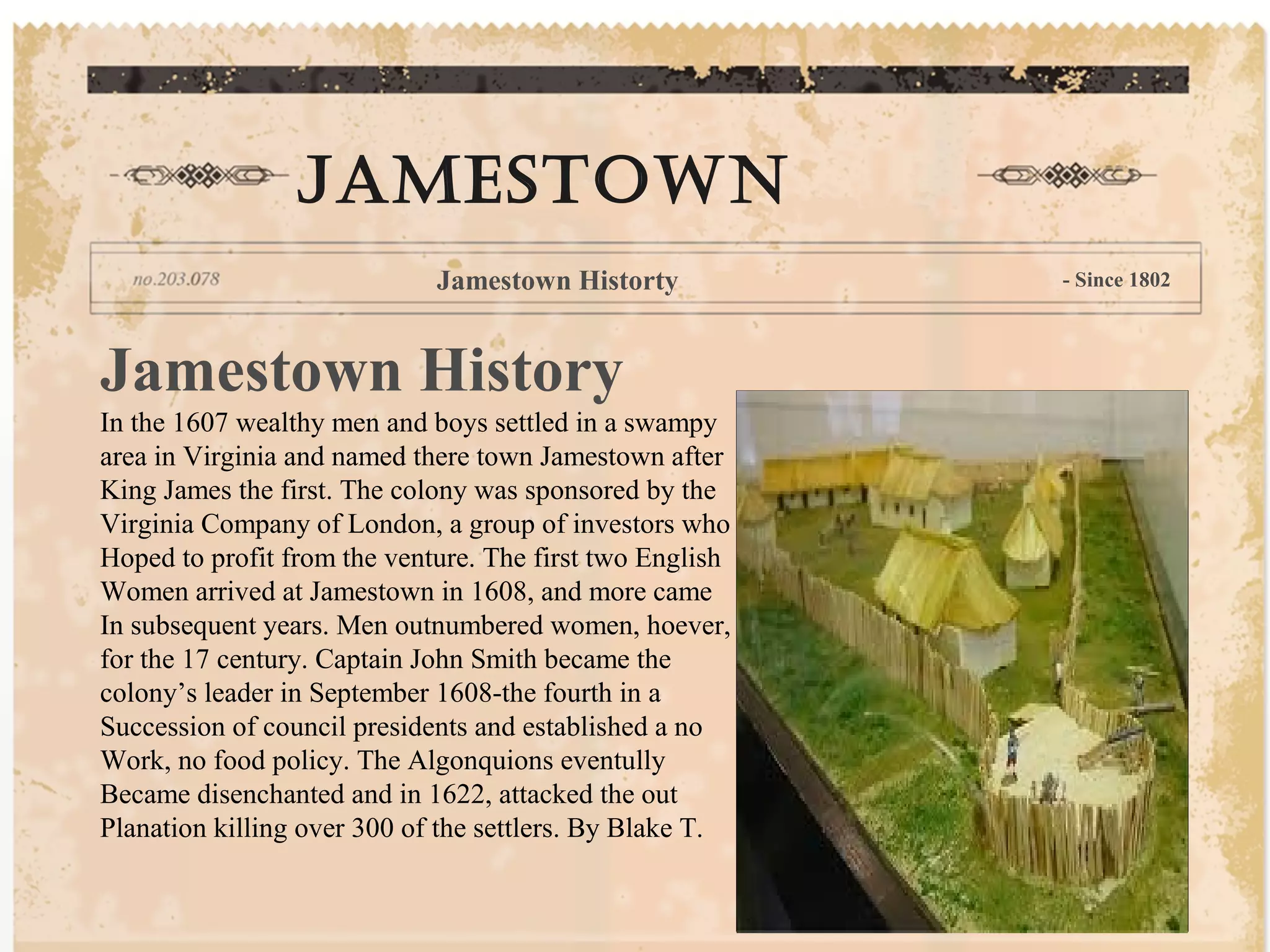 Jamestown Newspaper Boys | PPT | Cooking | Food & Drink