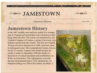 Jamestown Newspaper Boys | PPT