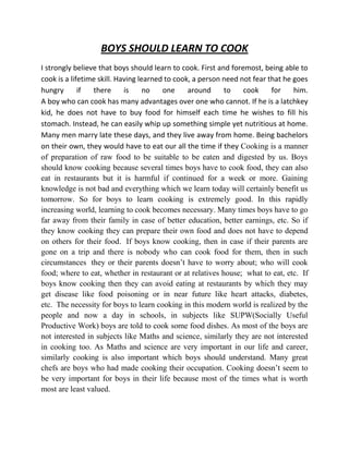 Boys should learn to cook | DOCX