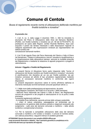Bozza del Regolamento Demanio Marittimo - Comune di Centola | PDF