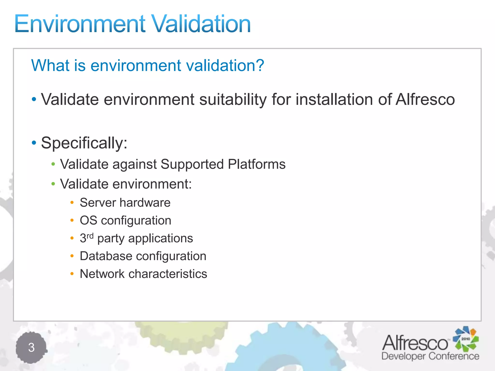 Alfresco Environment Validation and "Day Zero" Configuration | PPTX | Operating Systems ...