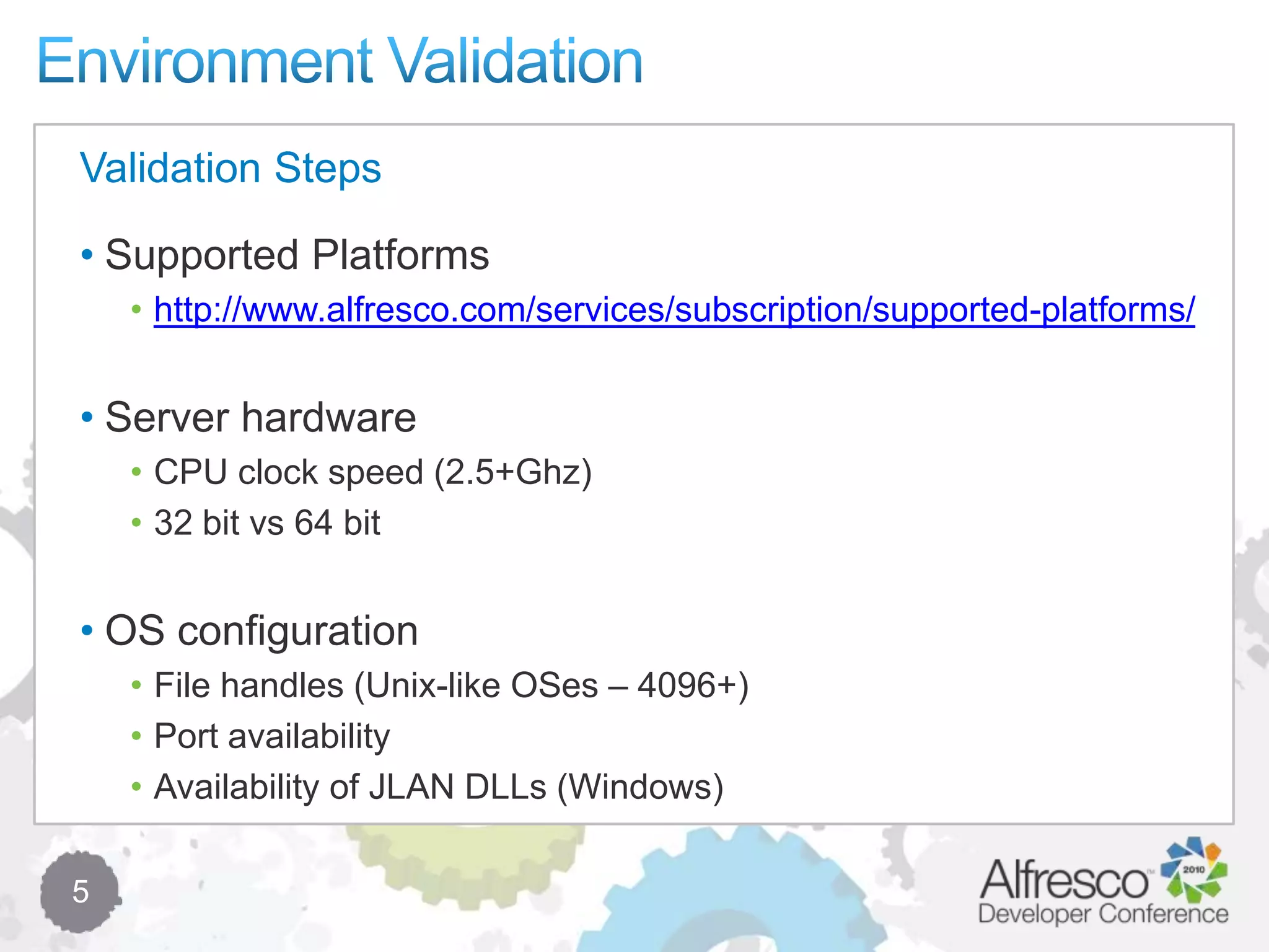 Alfresco Environment Validation and "Day Zero" Configuration | PPTX | Operating Systems ...