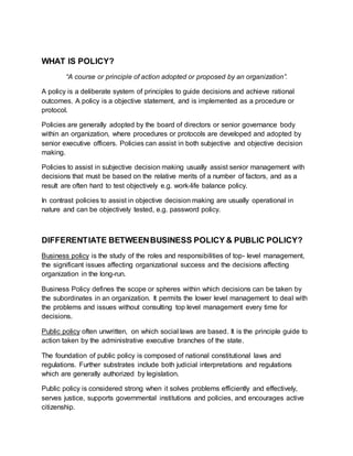 POLICY, BUSINESS POLICY AND PUBLIC POLICY | DOCX | Political Issues ...