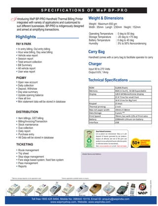 WeP BP-PRO Handheld Thermal Billing Printer | PDF | Computer ...