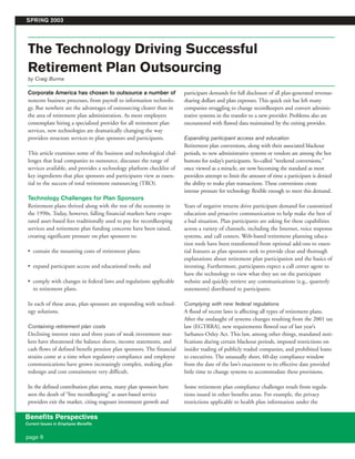 Technology Driving Successful Retirement Plan Outsourcing | PDF
