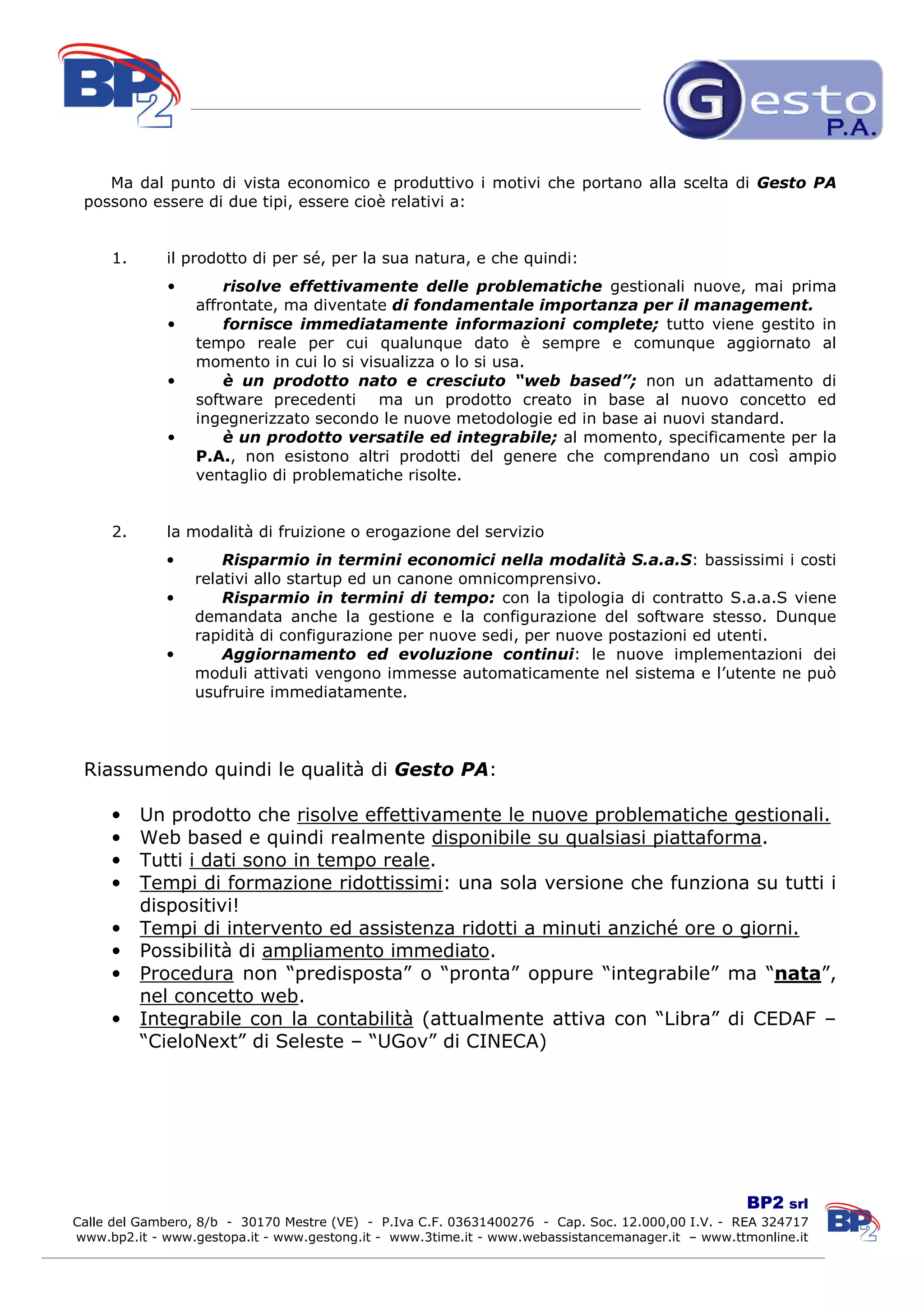 Gesto PA il software online per la Pubblica Amministrazione | PDF