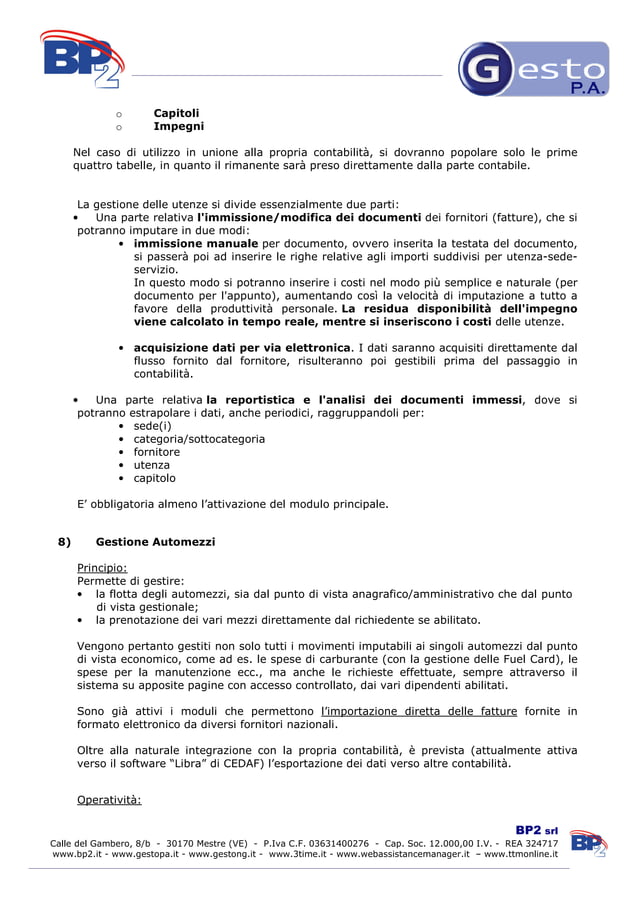 Gesto PA il software online per la Pubblica Amministrazione | PDF