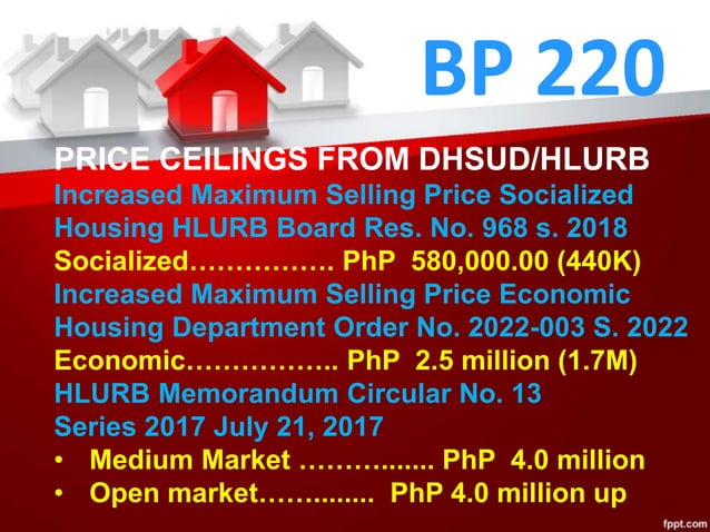 revised implementing rules and regulations for bp 220 ... - dhsud | PPTX