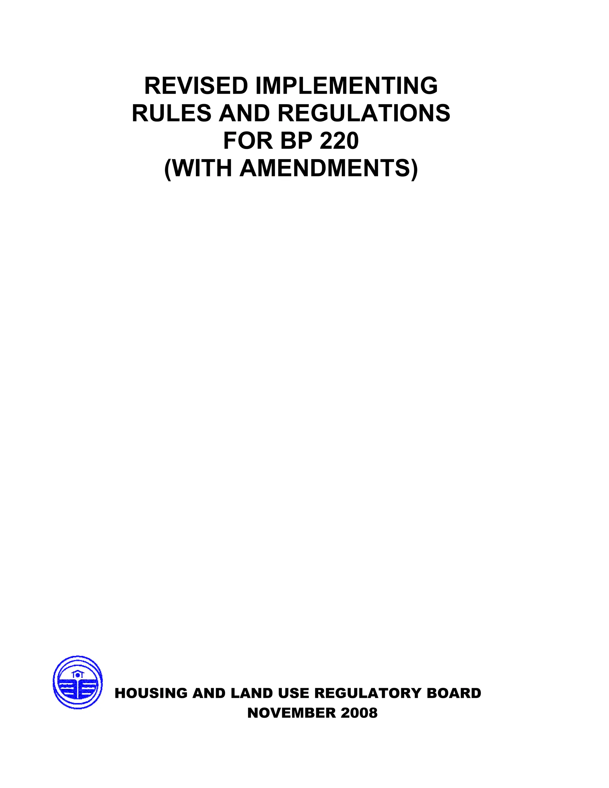 BP 220 Standards and Technical Requirements for Economic and Socialized Housing Projects Revised ...