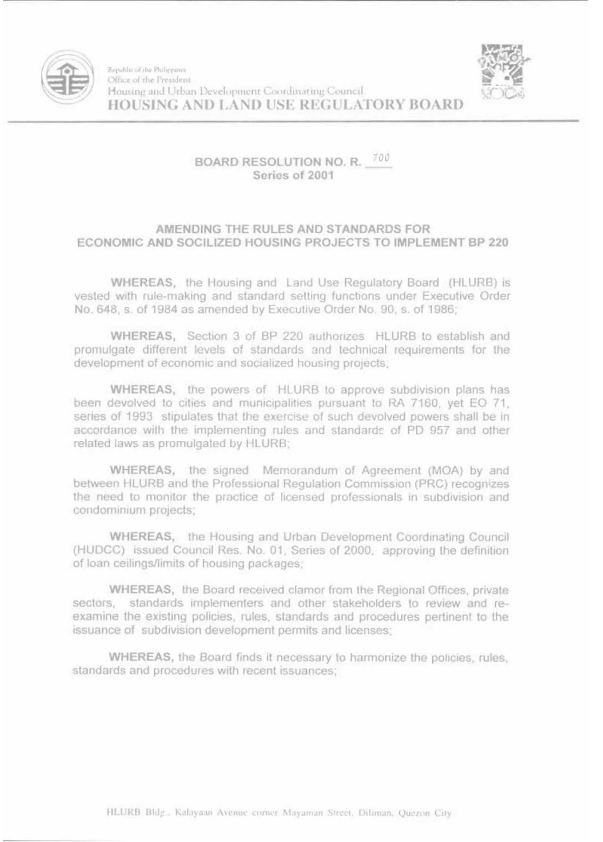 BP 220 Standards and Technical Requirements for Economic and Socialized Housing Projects Revised ...