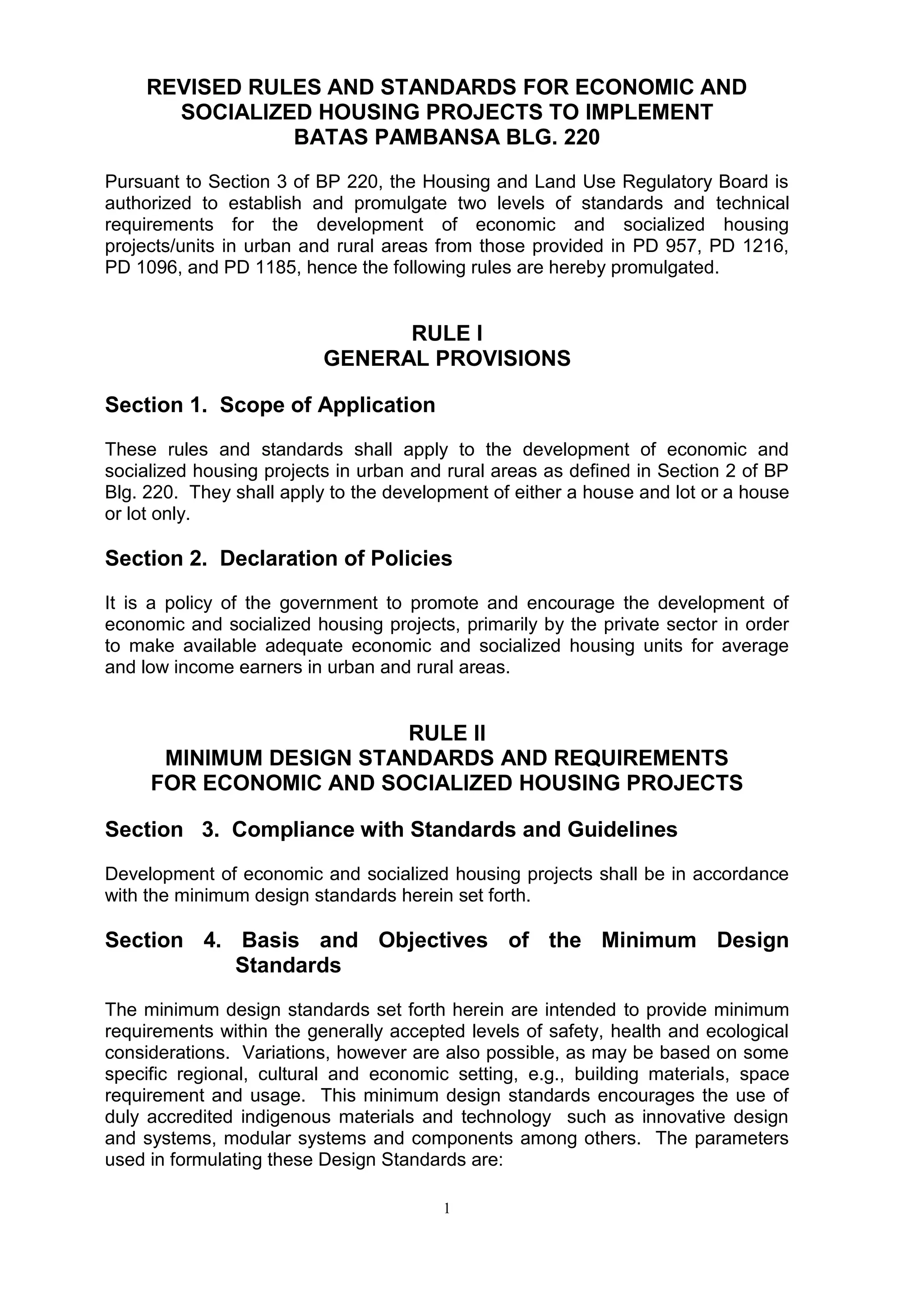 BP 220 Standards and Technical Requirements for Economic and Socialized Housing Projects Revised ...