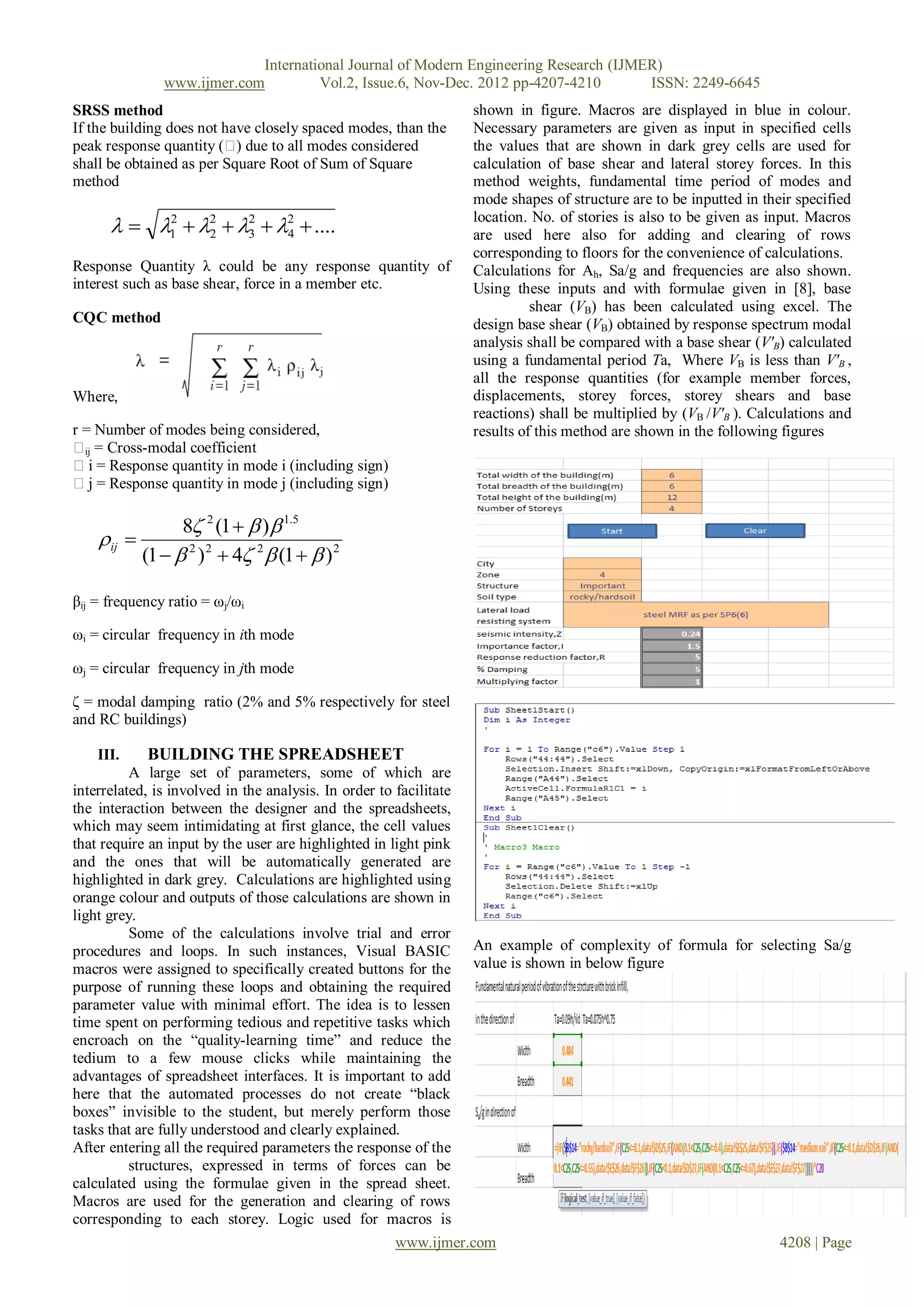 Response Spectrum Modal Analysis of Buildings using Spreadsheets | PDF