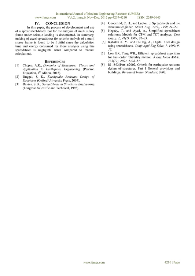 Response Spectrum Modal Analysis of Buildings using Spreadsheets | PDF