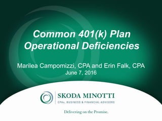 Common 401(k) Plan Operational Deficiencies | PPT