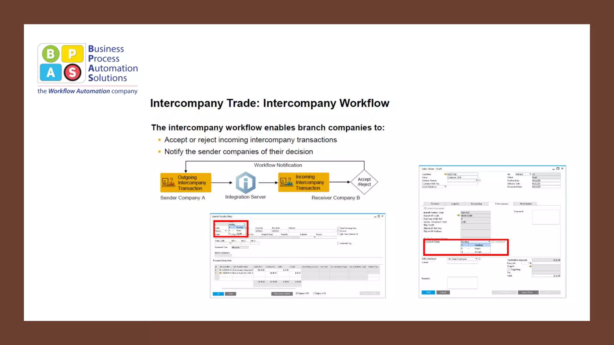 BPAS SAP Business One Intercompany Integration Presentation | PPTX