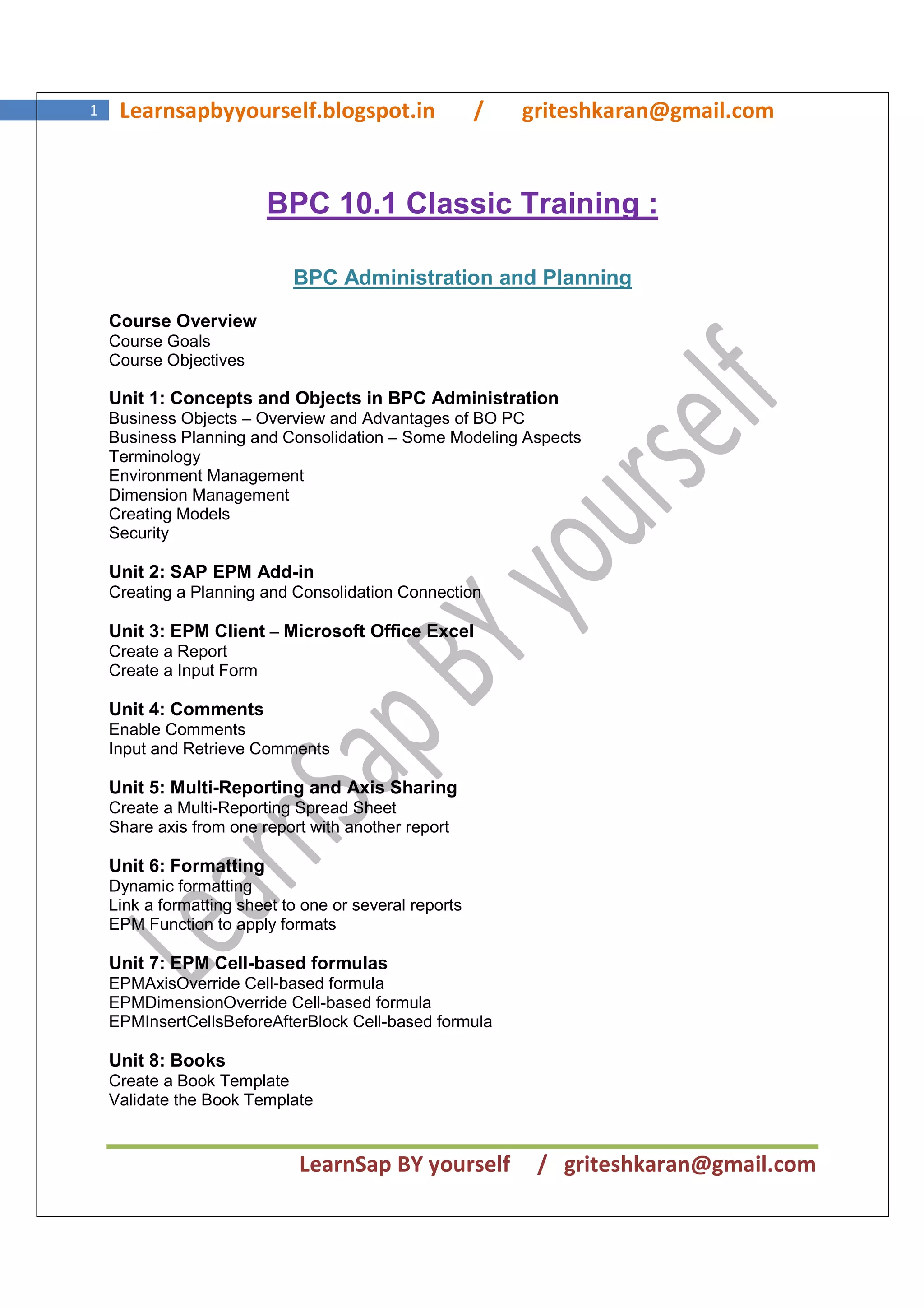 Bpc 10.1 classic training | PDF
