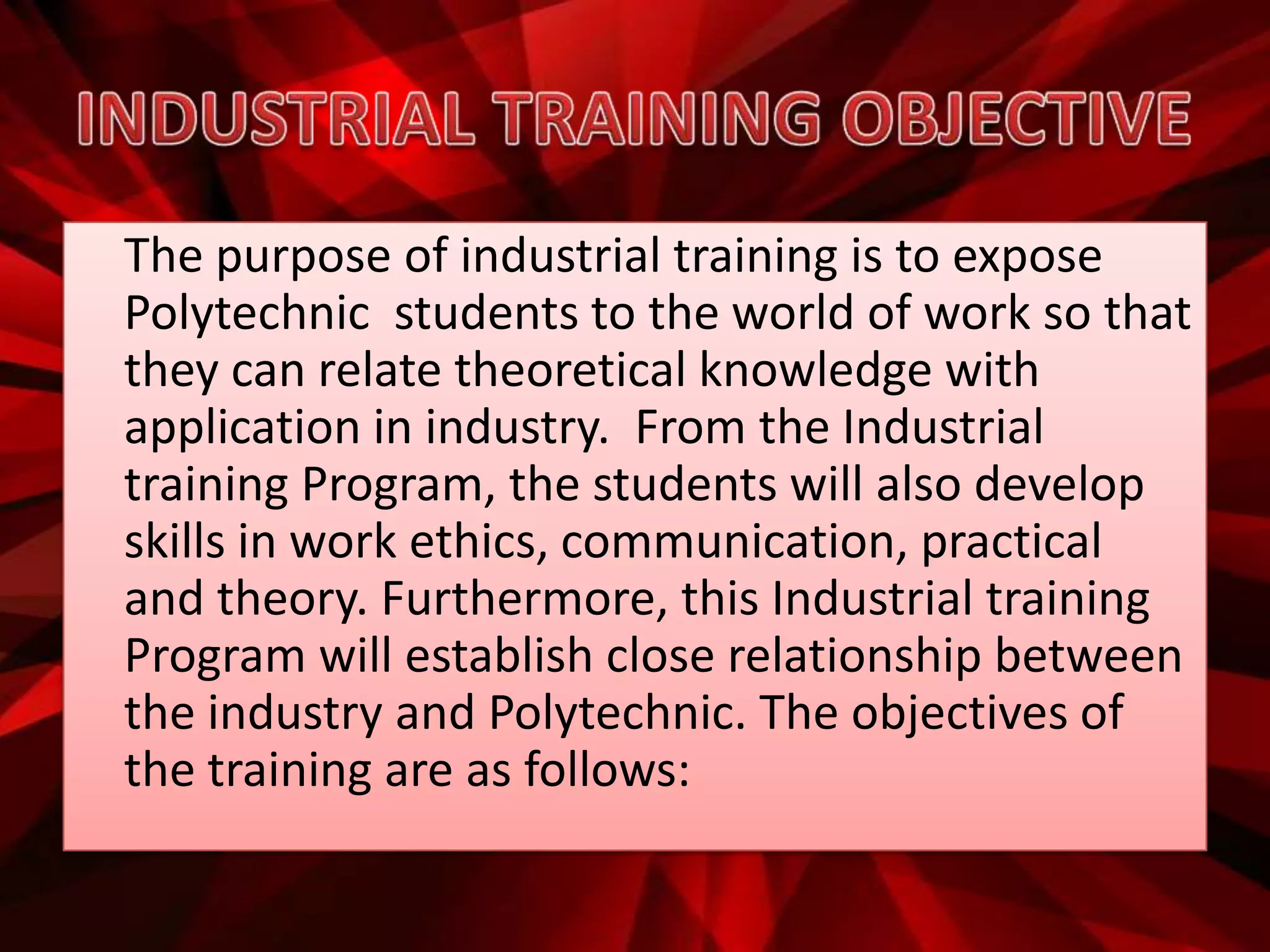 Industrial training presentation | PPTX