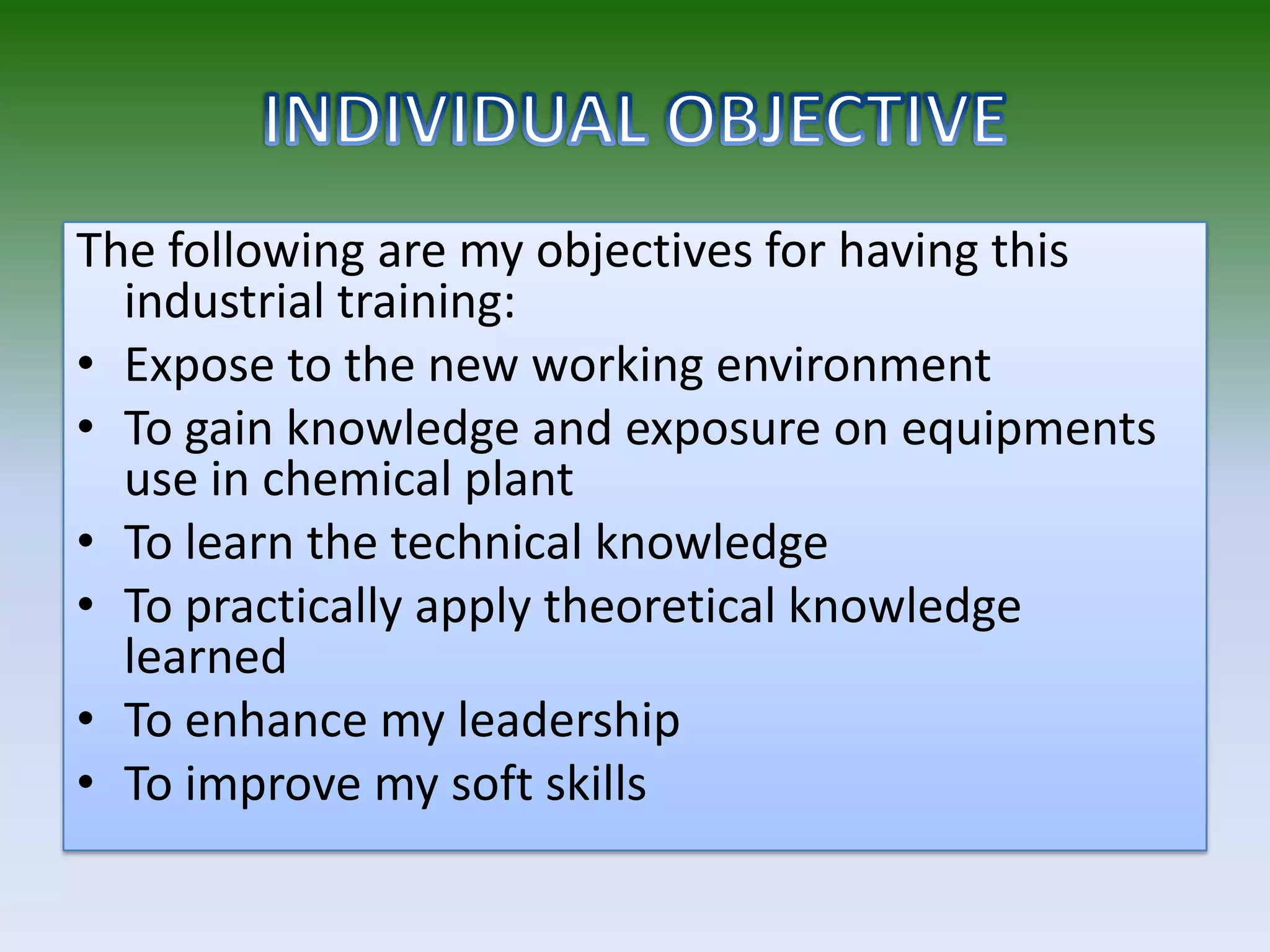 Industrial training presentation | PPTX