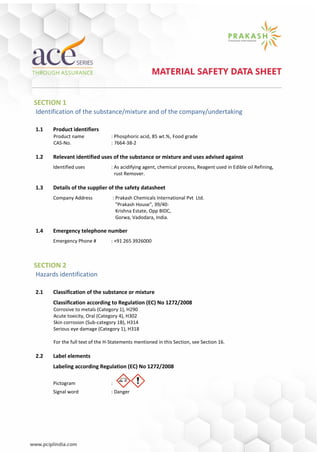 Trusted Phosphoric Acid Suppliers | Prakash Chemicals International | PDF