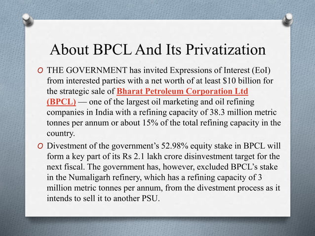 Bpcl privatisation | PPT