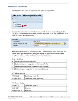 Bpc 10.0 NW Mass User Management tool | PDF
