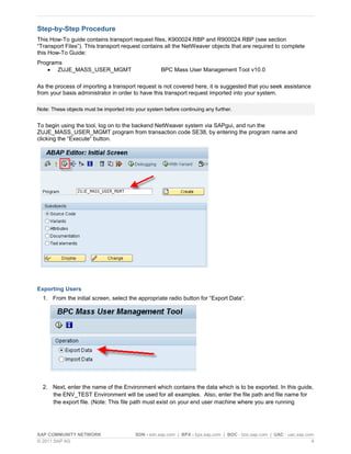 Bpc 10.0 NW Mass User Management tool | PDF