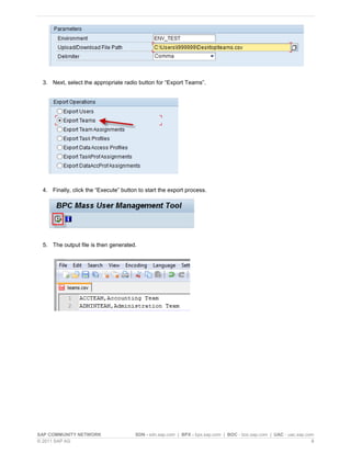 Bpc 10.0 NW Mass User Management tool | PDF