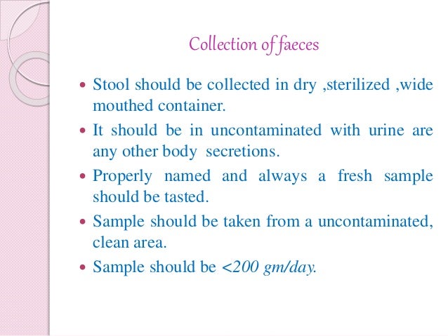Fecal tests or stool tests