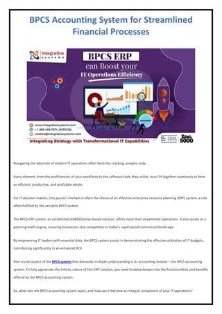 BPCS Accounting System for Streamlined Financial Processes | PDF