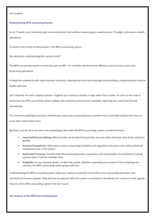 BPCS Accounting System for Streamlined Financial Processes | PDF