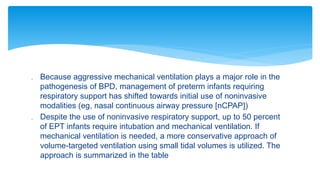 Bronchopulmonary displacia investigation and management ppt | PPTX