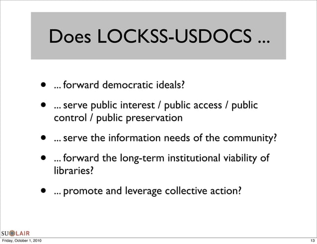 LOCKSS-USDOCS: best practices for preserving digital government ...
