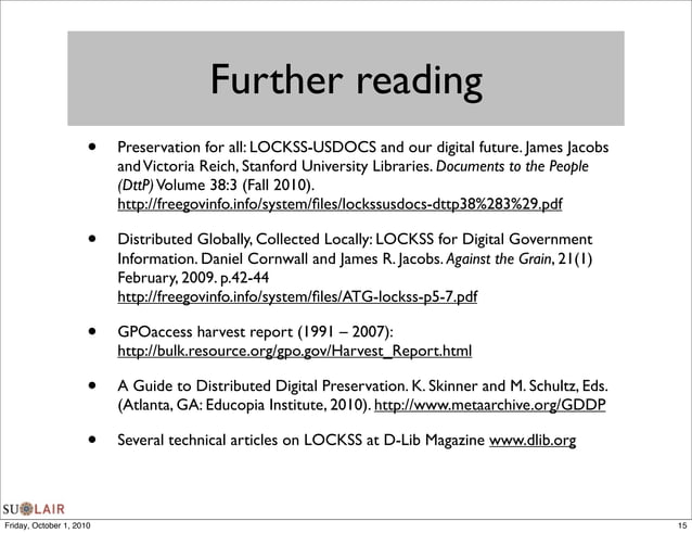 LOCKSS-USDOCS: best practices for preserving digital government ...