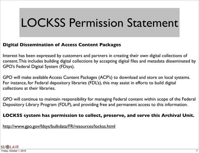 LOCKSS-USDOCS: best practices for preserving digital government information | PDF | Technology ...
