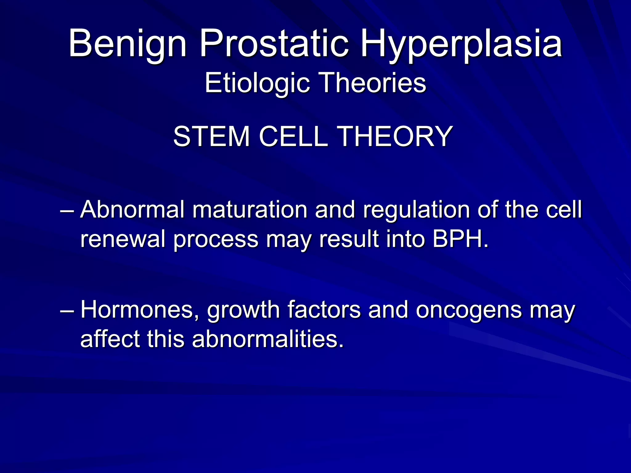 Benign prostatic hyperplasia by Sayed Eleweedy | PPT