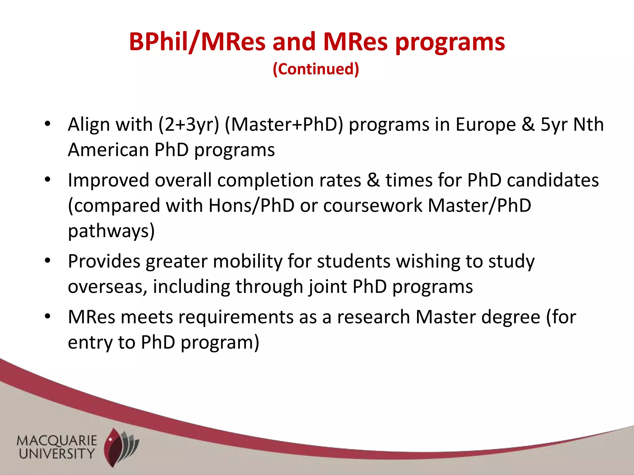 MQ Research Training Pathway Program (2013) | PPT