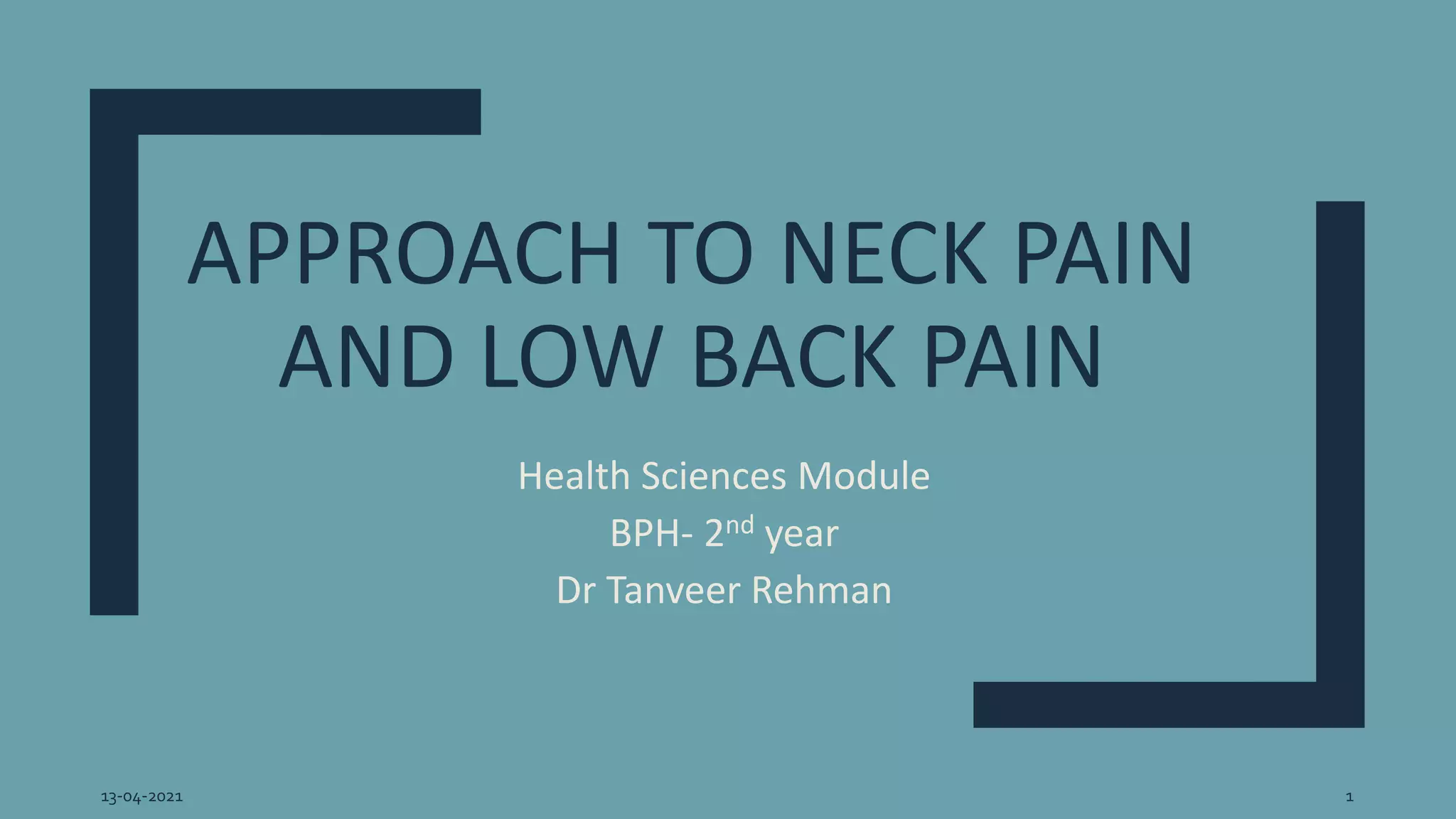 Approach to Neck and Back Pain | PPTX