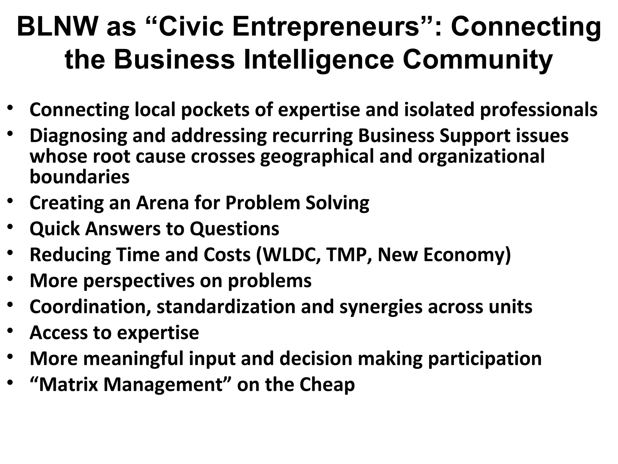 Bpi Connecting The Business Intelligence Community | PPT