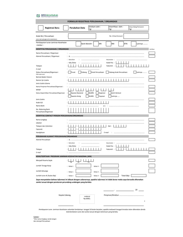 Bpjs kesehatan-formulir-registrasi-perusahaan | PDF