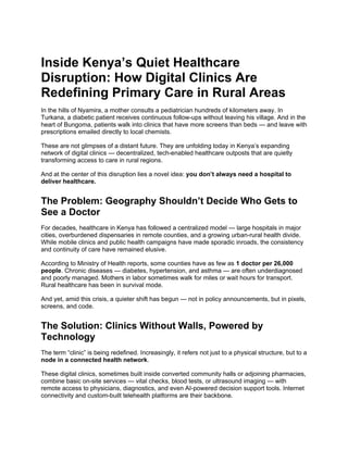 Digital First: How Kenya’s Health System Is Evolving Beyond the Clinic ...