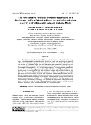 The Ameliorative Potential of Dexmedetomidine and Benincasa Cerifera ...