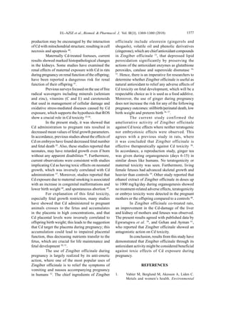 Zingiber Officinale Alleviates Maternal and Fetal Hepatorenal Toxicity ...