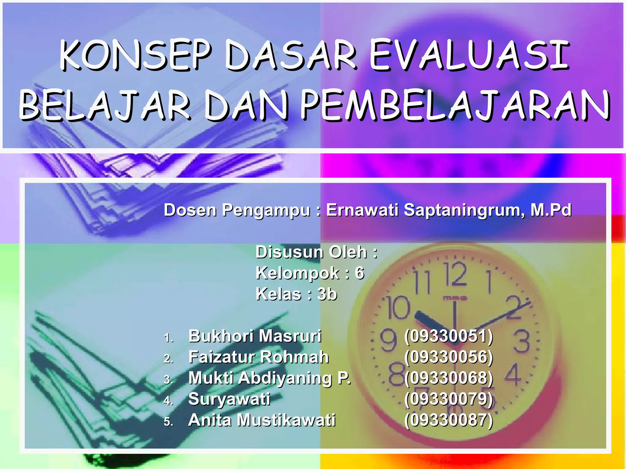 Bp konsep dasar evaluasi belajar dan pembelajaran new | PPT