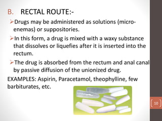 Absorption of drugs by non-oral routes | PPTX