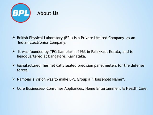 Bpl- Televisions- Brand revival | PPT