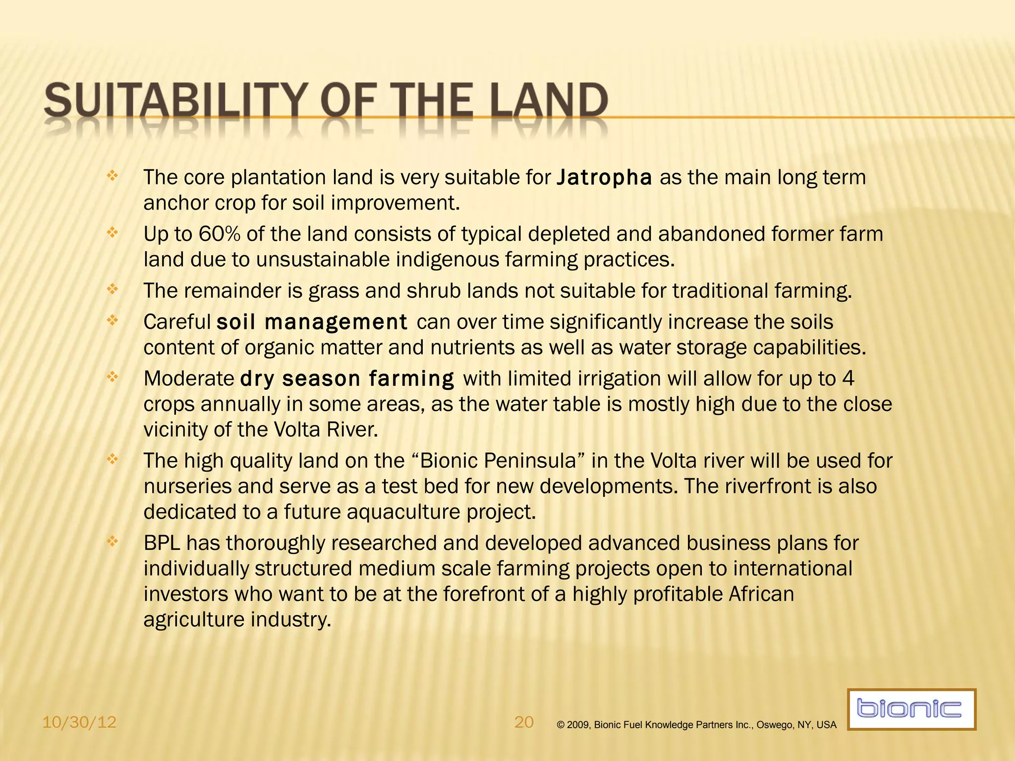 Bionic Palm Ltd. Ghana, Sustainable oil & food farming | PPT